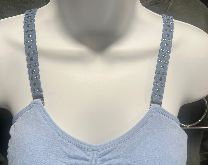 Strap its Denim Bra With Suede/Silver Grommet Straps – shopardenboutique